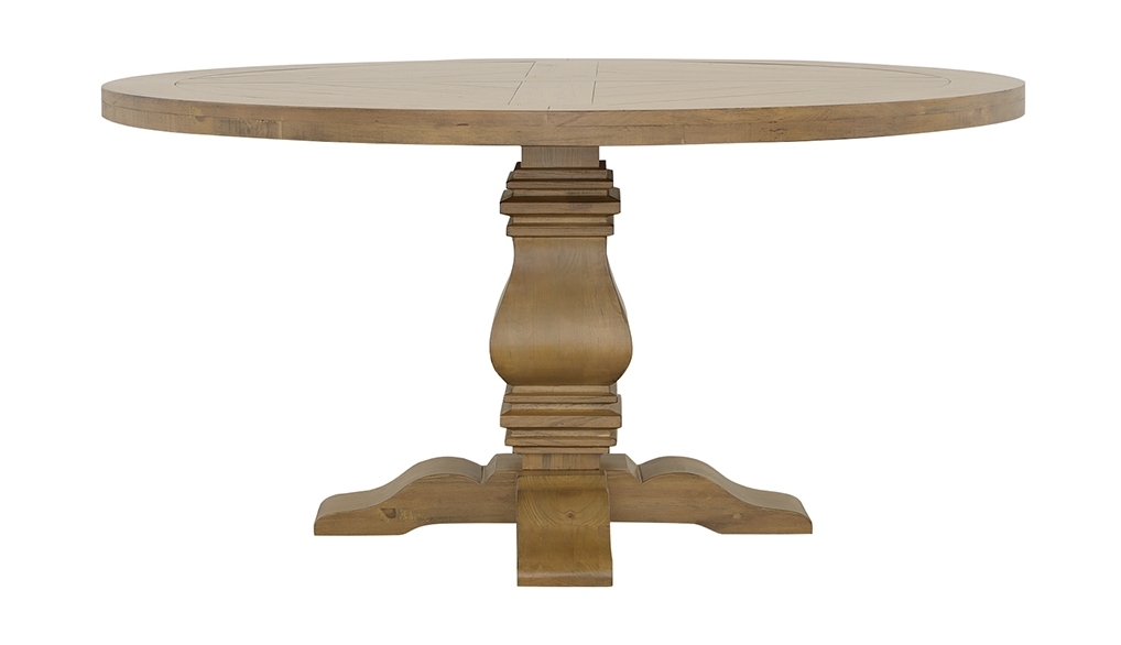Coaster Florence Wood Round Pedestal Dining Table, Rustic Smoke