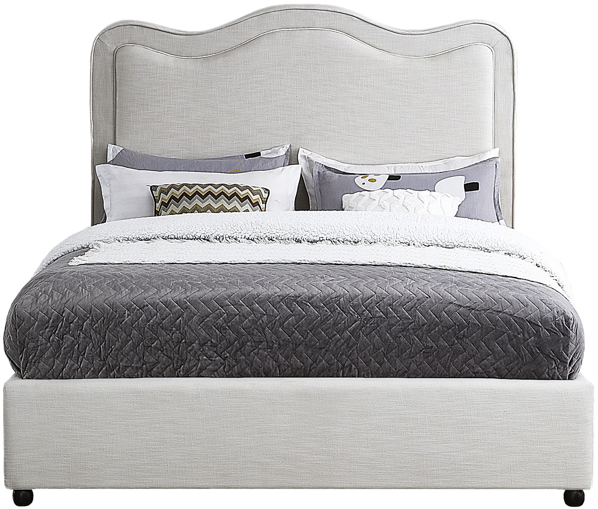 Meridian Felix Linen Fabric Full Size Bed, Cream