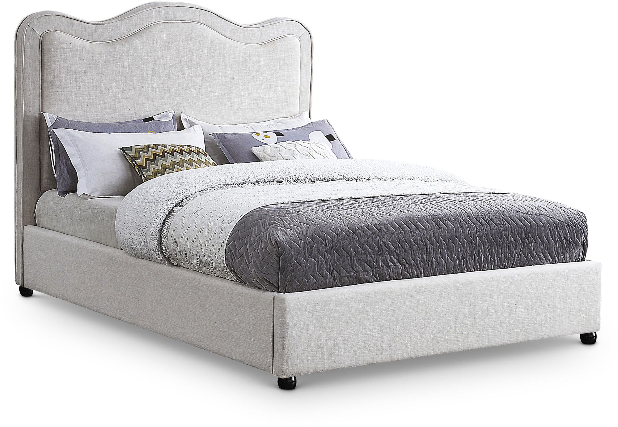 Meridian Felix Linen Fabric Full Size Bed, Cream
