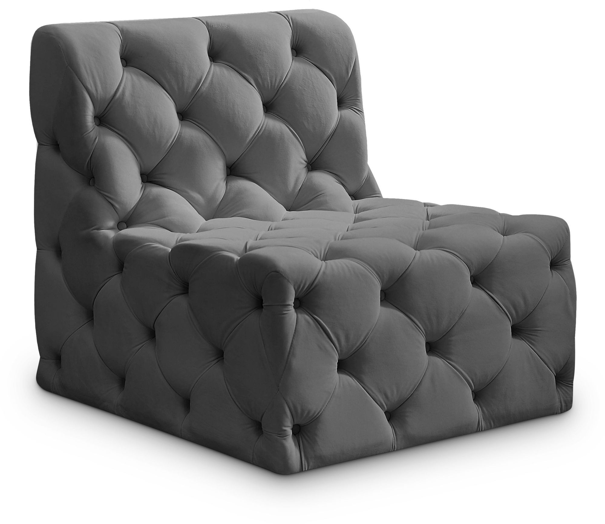 Meridian Tuft Velvet Modular Armless Chair