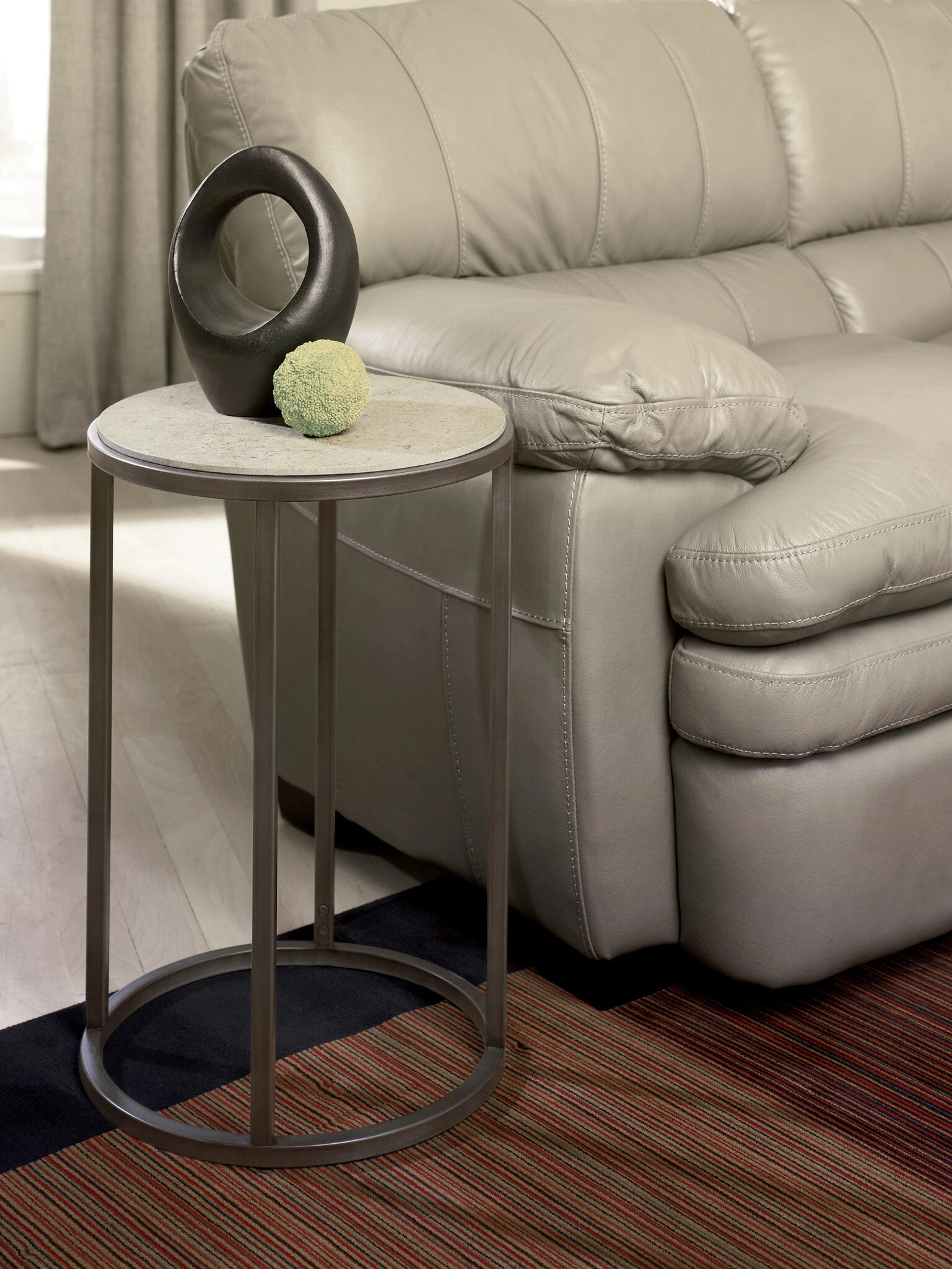 Hammary Modern Basics Natural Travertine Round End Table
