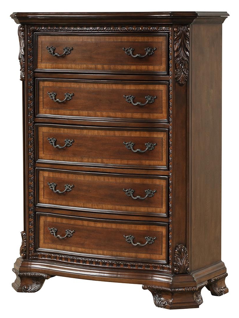 Galaxy Home Vintage 5-Drawer Veneer Chest, Dark Walnut