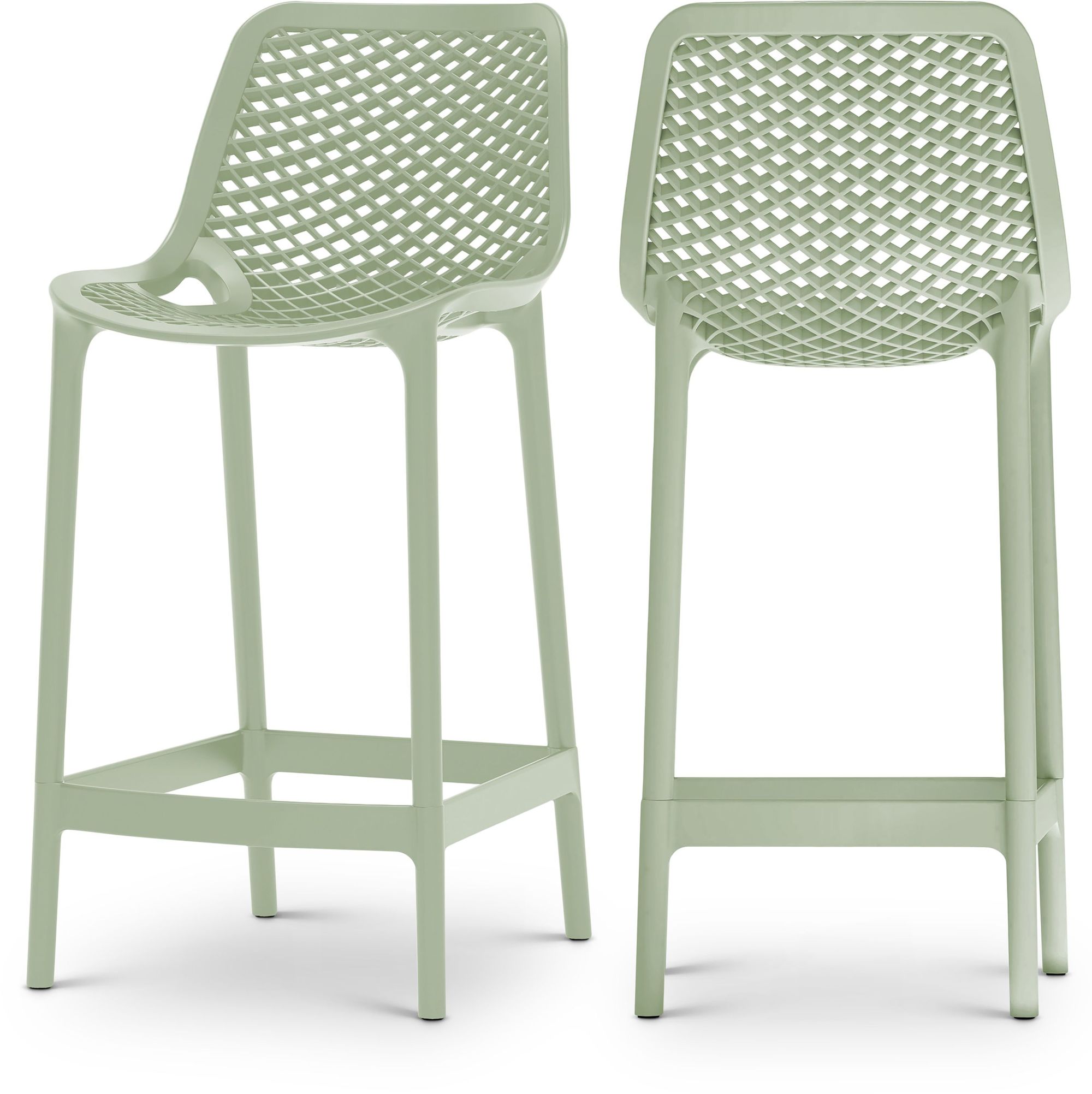 Meridian Mykonos Patio PP Plastic Stools, Green