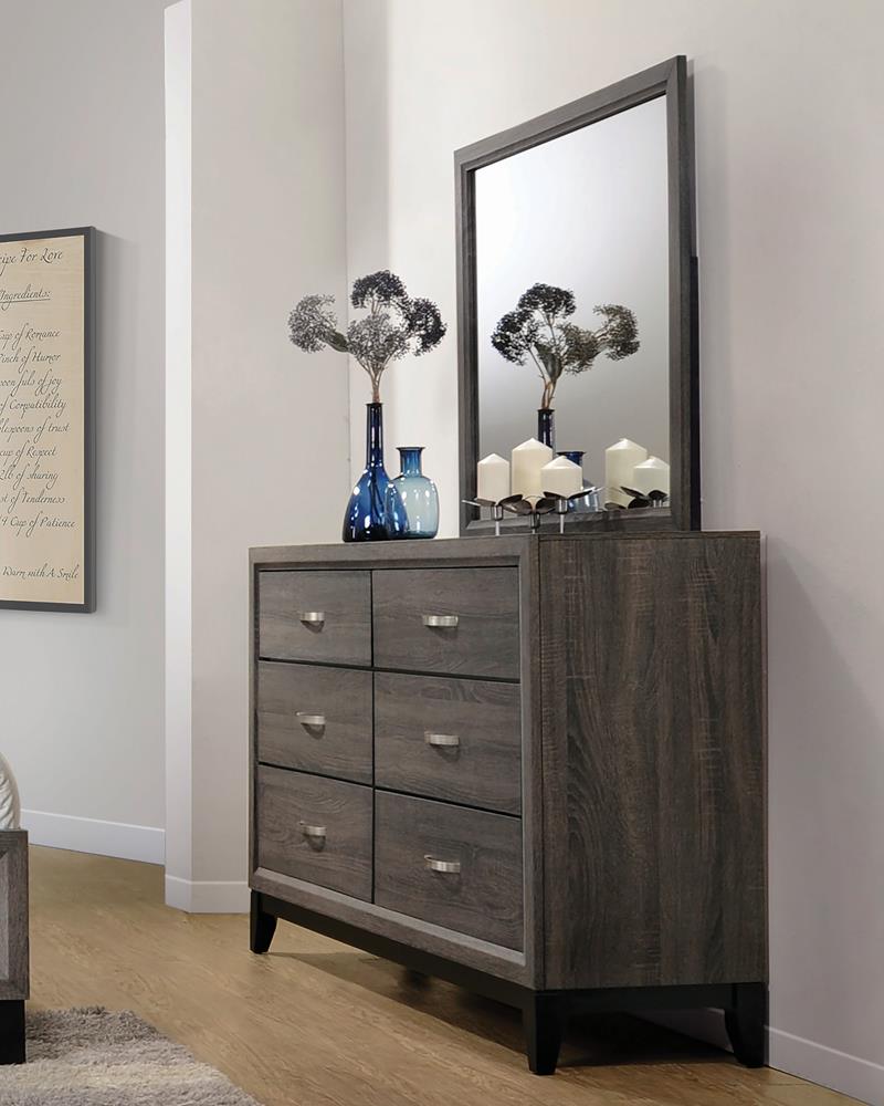 Coaster Watson Wood Double Dresser w/6 Drawers, Grey Oak/Black