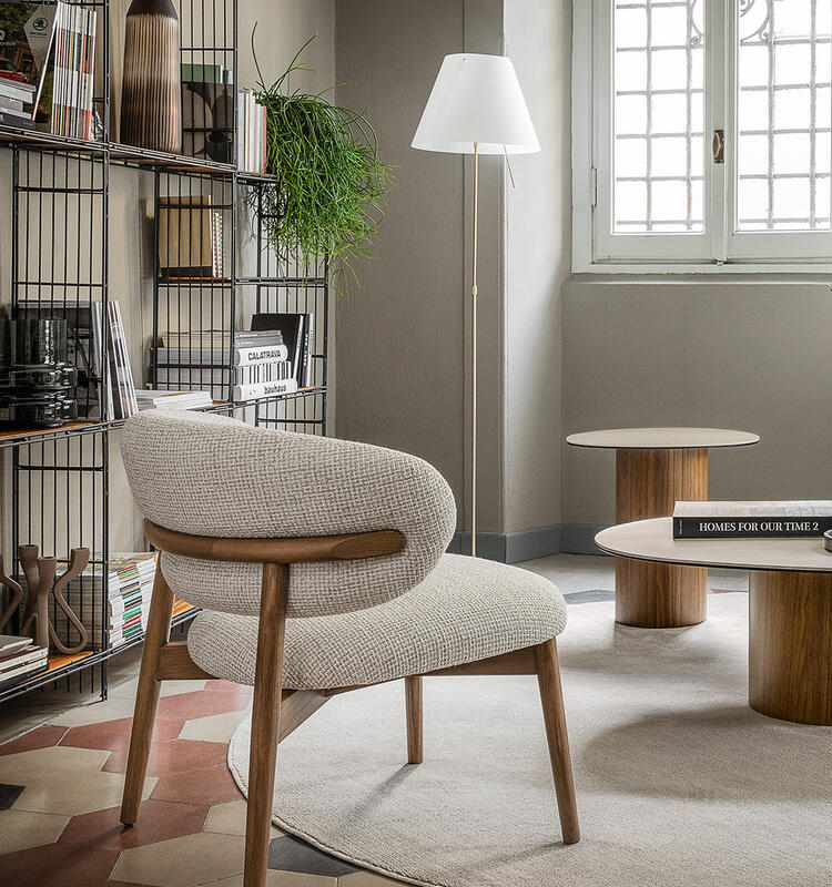 Calligaris Oleandro Fabric/Wood Customizable Lounge Chair