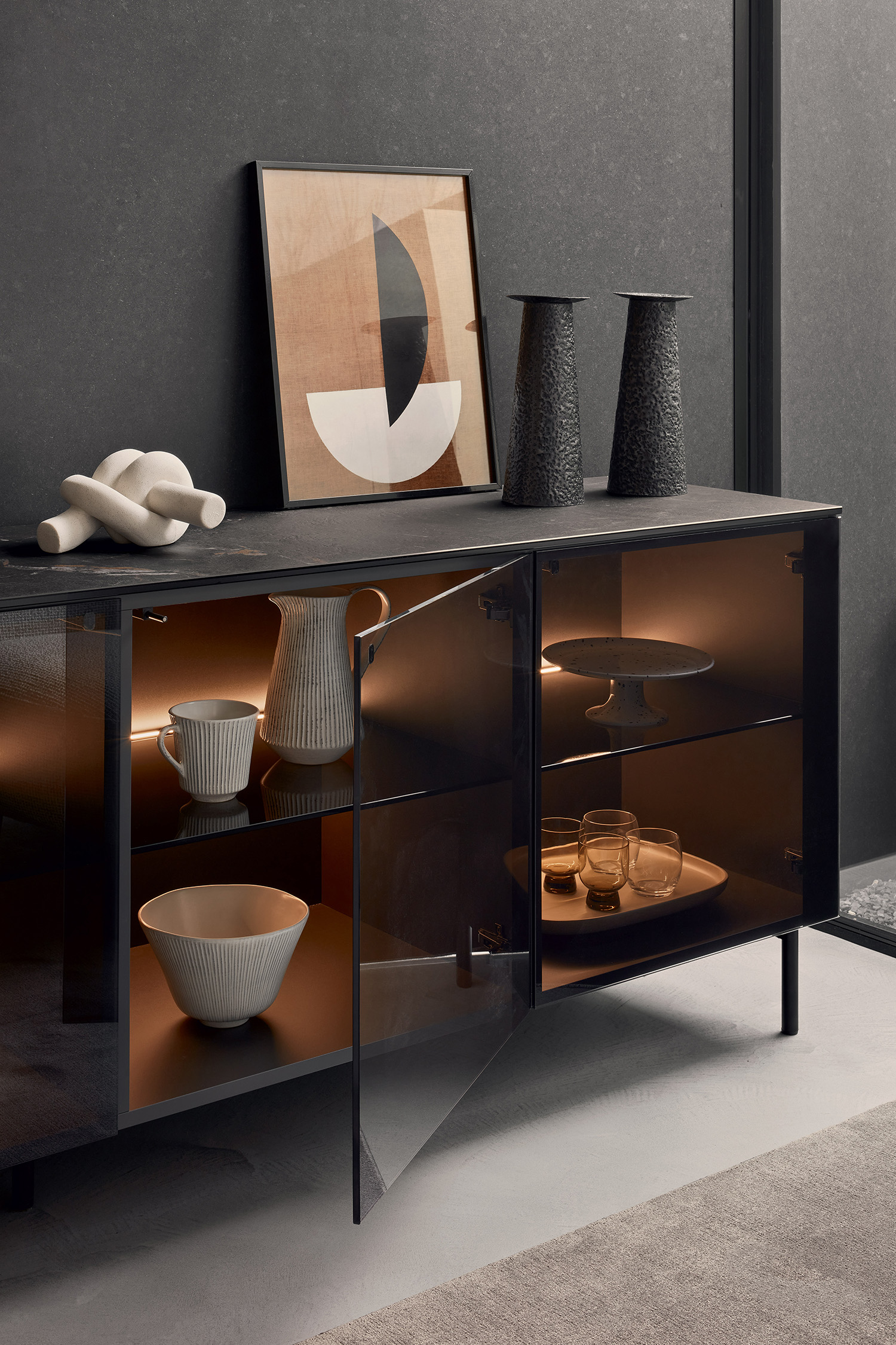 Calligaris Universal 4-Door Ceramic/Wood Sideboard