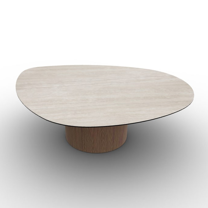 Calligaris Mushroom Ceramic-Glass/Wood Coffee Table, White/Smoke