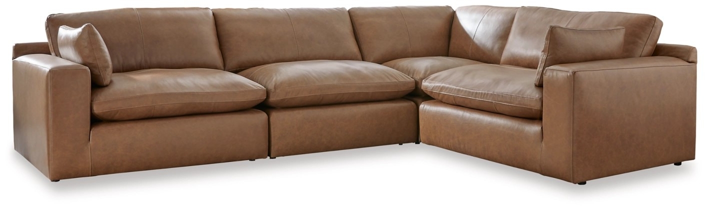 Ashley Emilia 4-Pc Leather Modular Sectional, Caramel