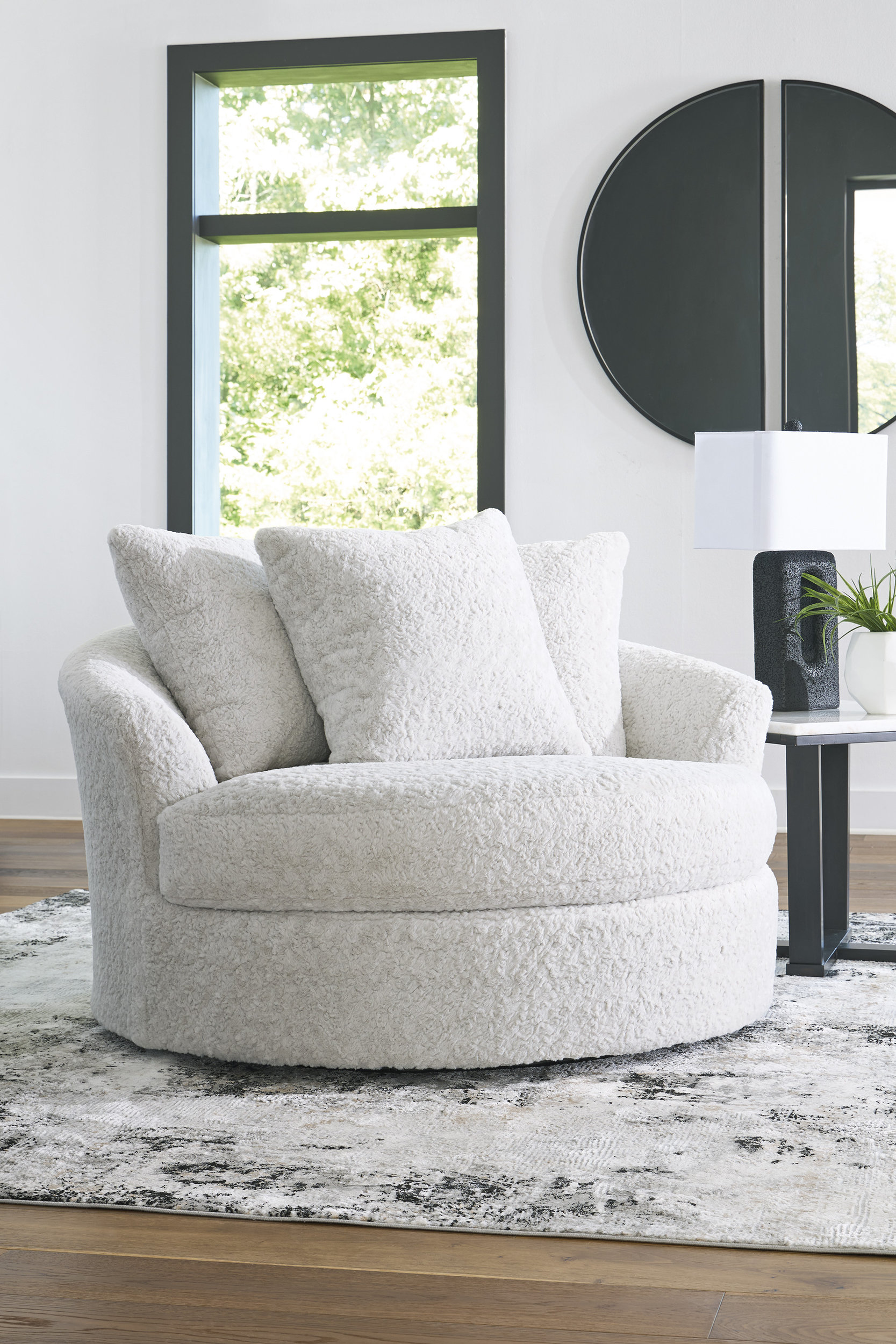 Ashley Cuddle Plush Polyester Oversized Swivel Accent Chair