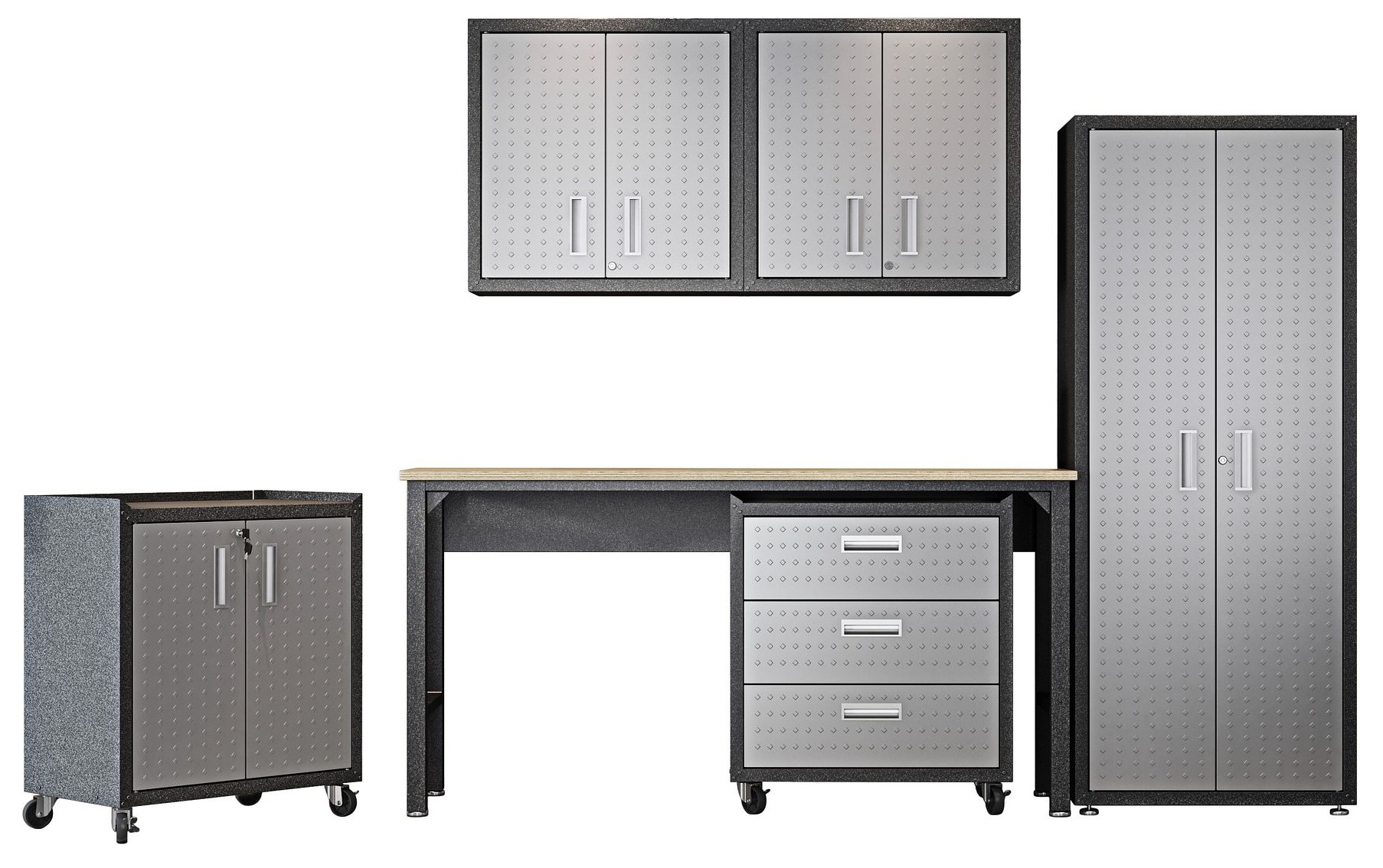 Manhattan Comfort Fortress 6-Pc Textured Metal Garage Storage Set