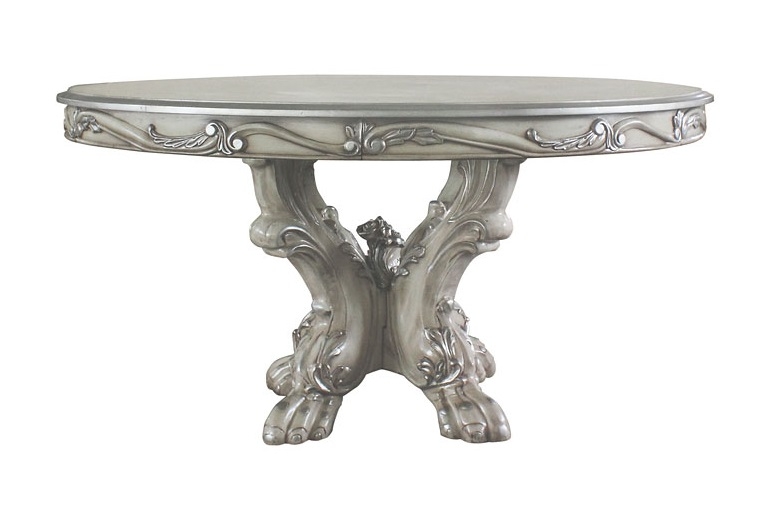 ACME Dresden Wood Round Dining Table, Vintage Bone White
