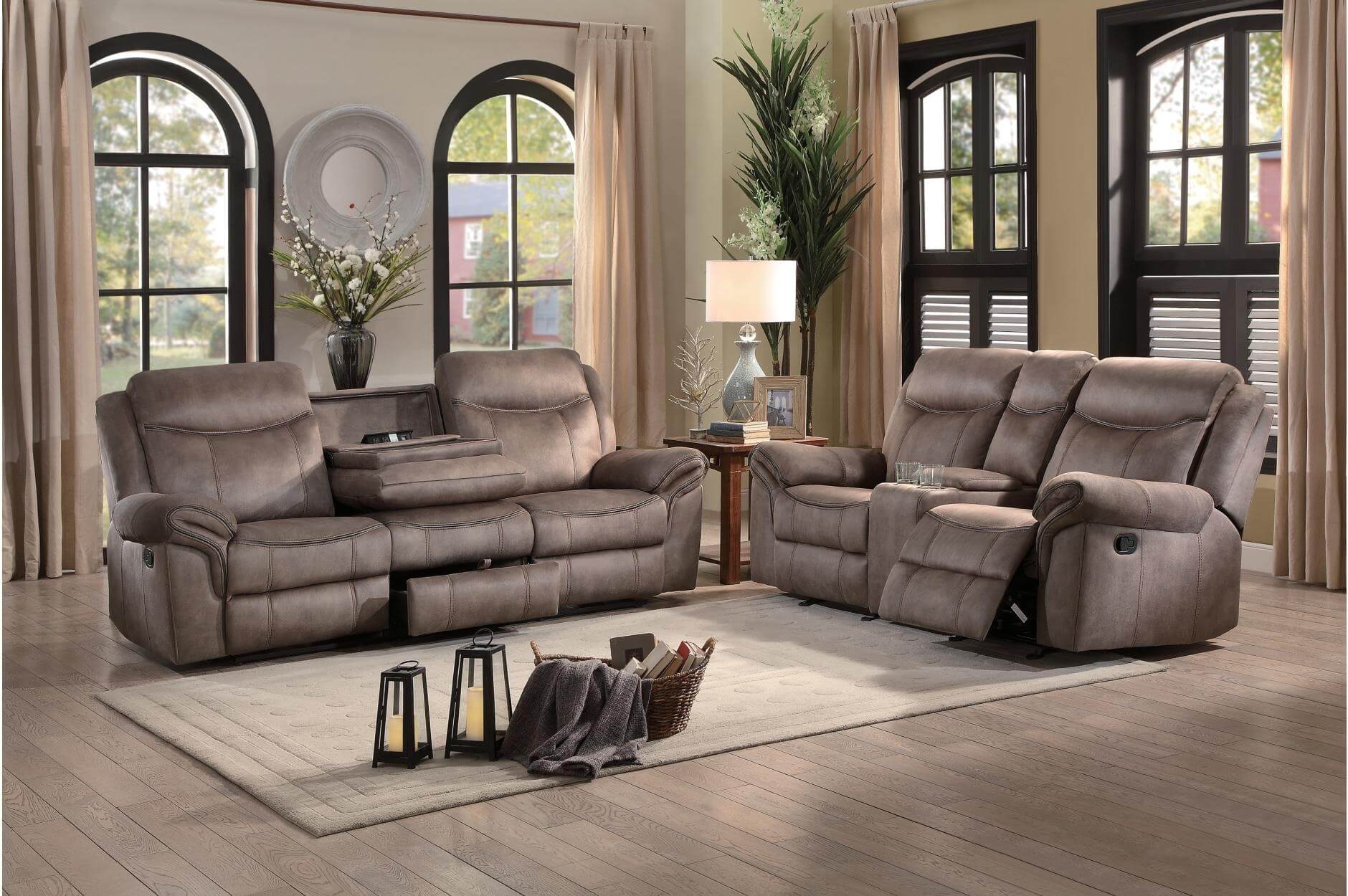 Homelegance Aram Fabric Living Room Set, Brown