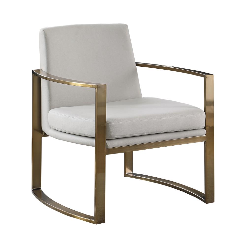Coaster Cory Leatherette Accent Chair w/Concave Metal Arm