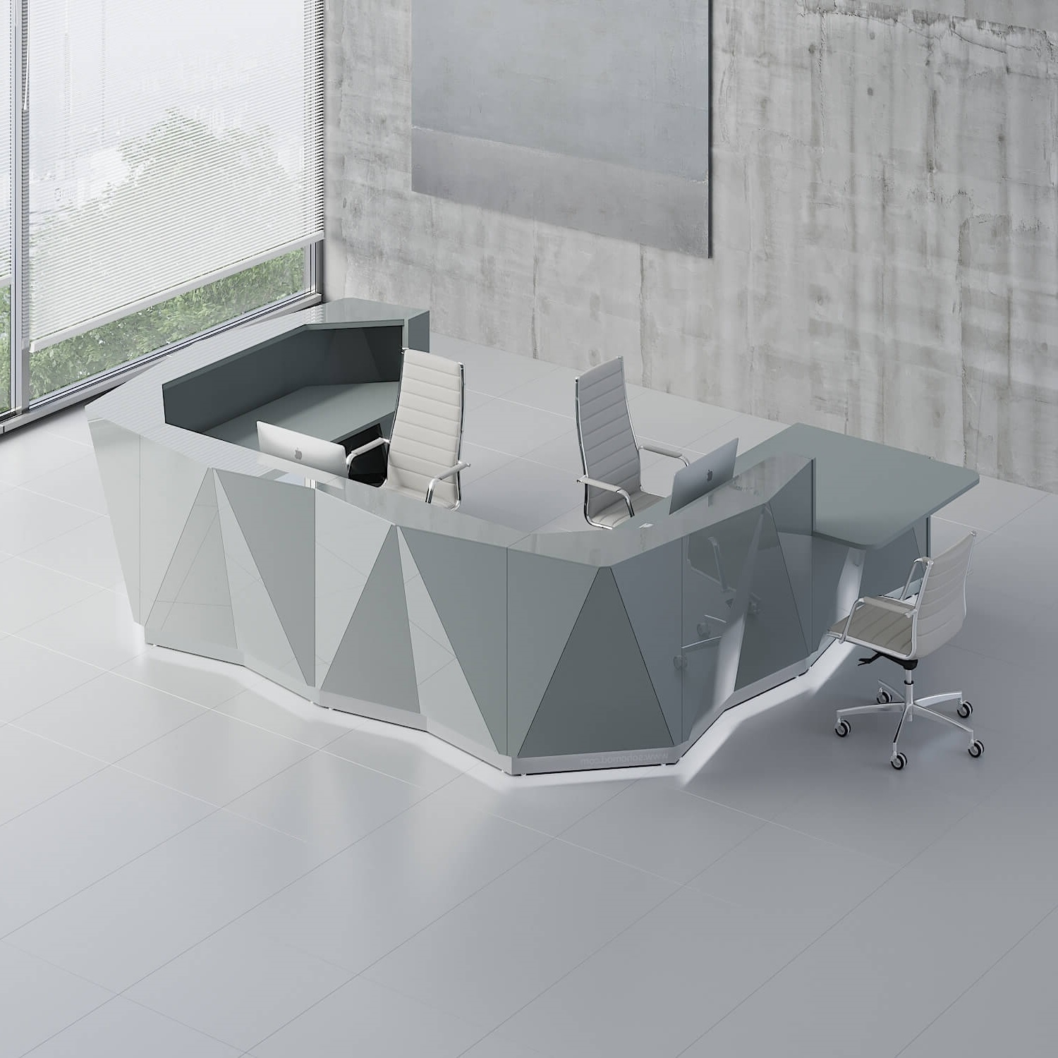 MDD Alpa 160" Corner Reception Desk w/Left Counter Top & LED Light