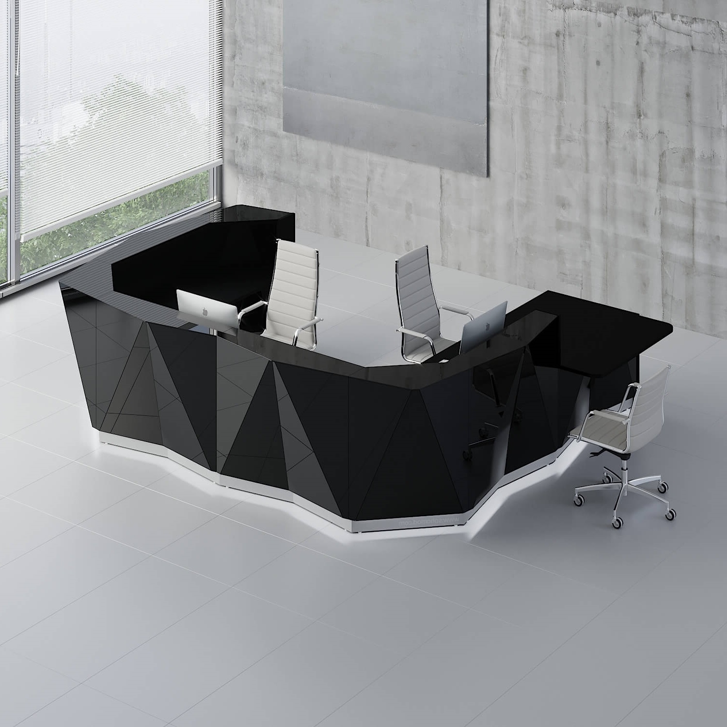 MDD Alpa 160" Corner Reception Desk w/Left Counter Top & LED Light