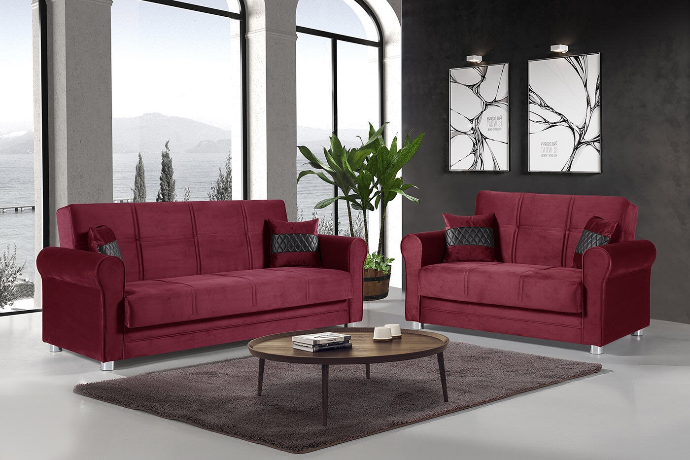 Casamode Sara Fabric Convertible Living Room Set