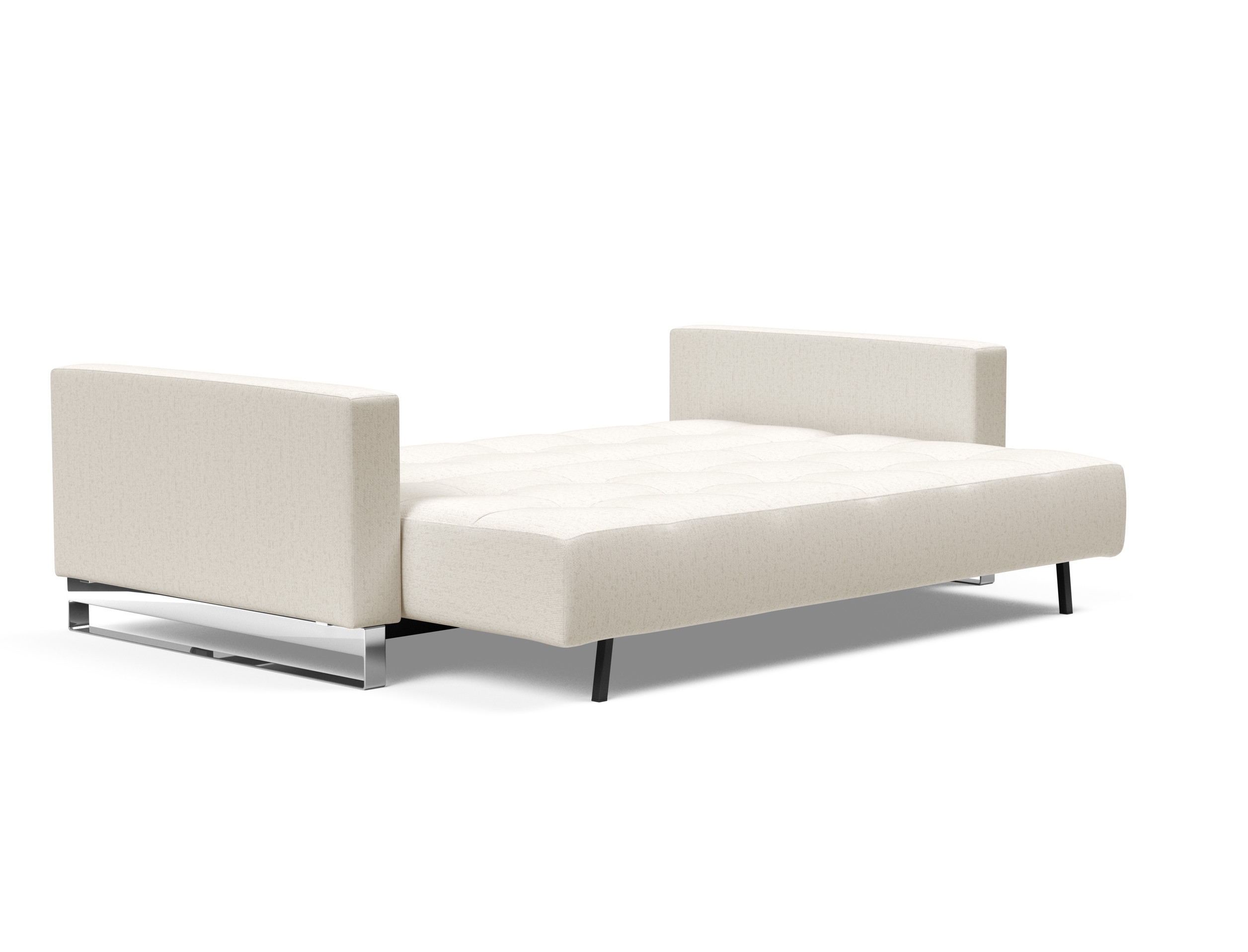Innovation Cassius Deluxe Fabric Sofa Bed w/Chrome Legs, Bouclé Off White