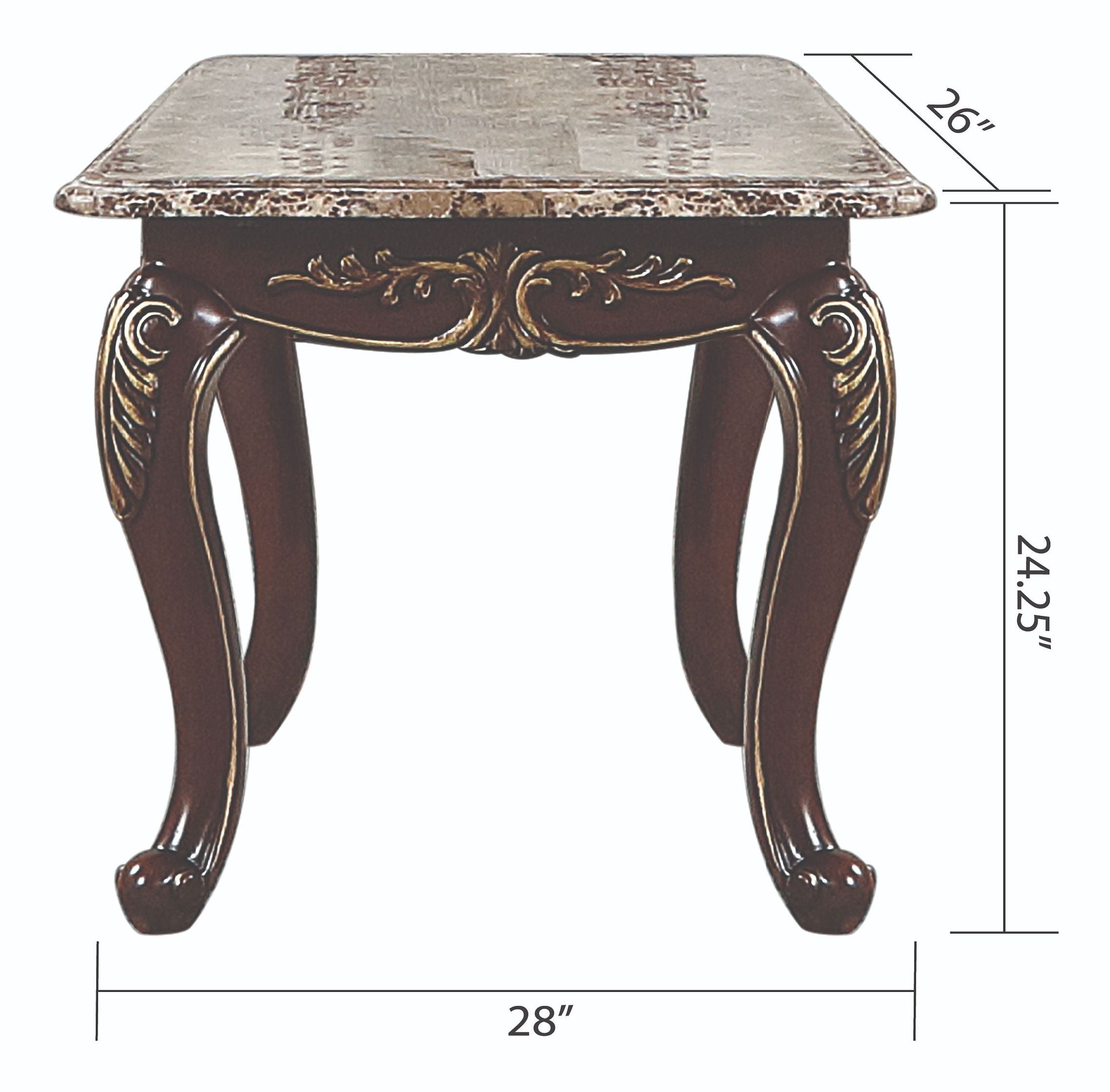 Galaxy Home Gloria Marble Top Rectangular End Table, Silver