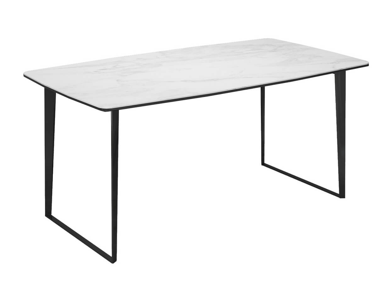 Beverly Hills Jax Porcelain Top Dining Table w/Black Metal Legs, White