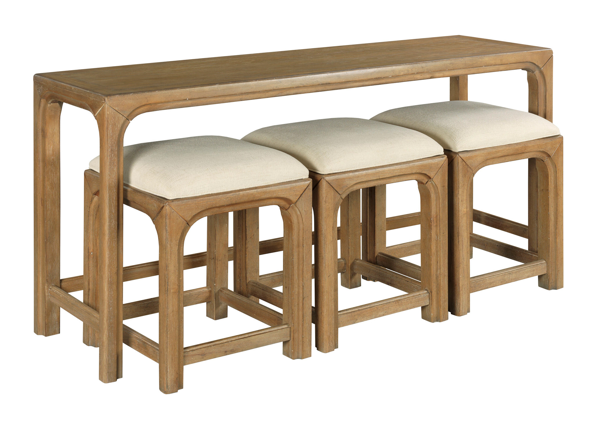 Hammary Jetson Bar Console with Three Stools, Honey/Light Glaze