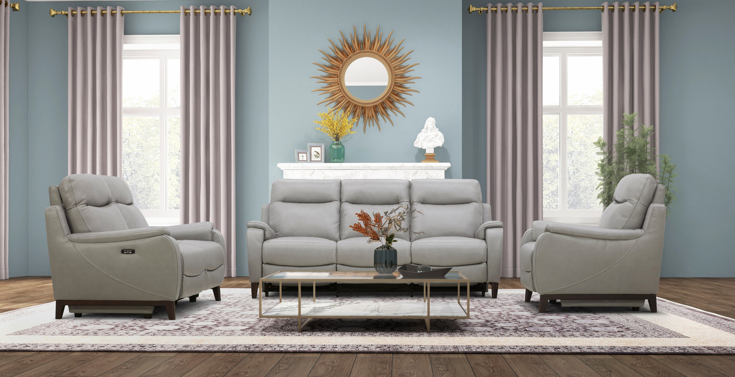 Beverly Hills Leonard Leather Power Reclining Living Room Set