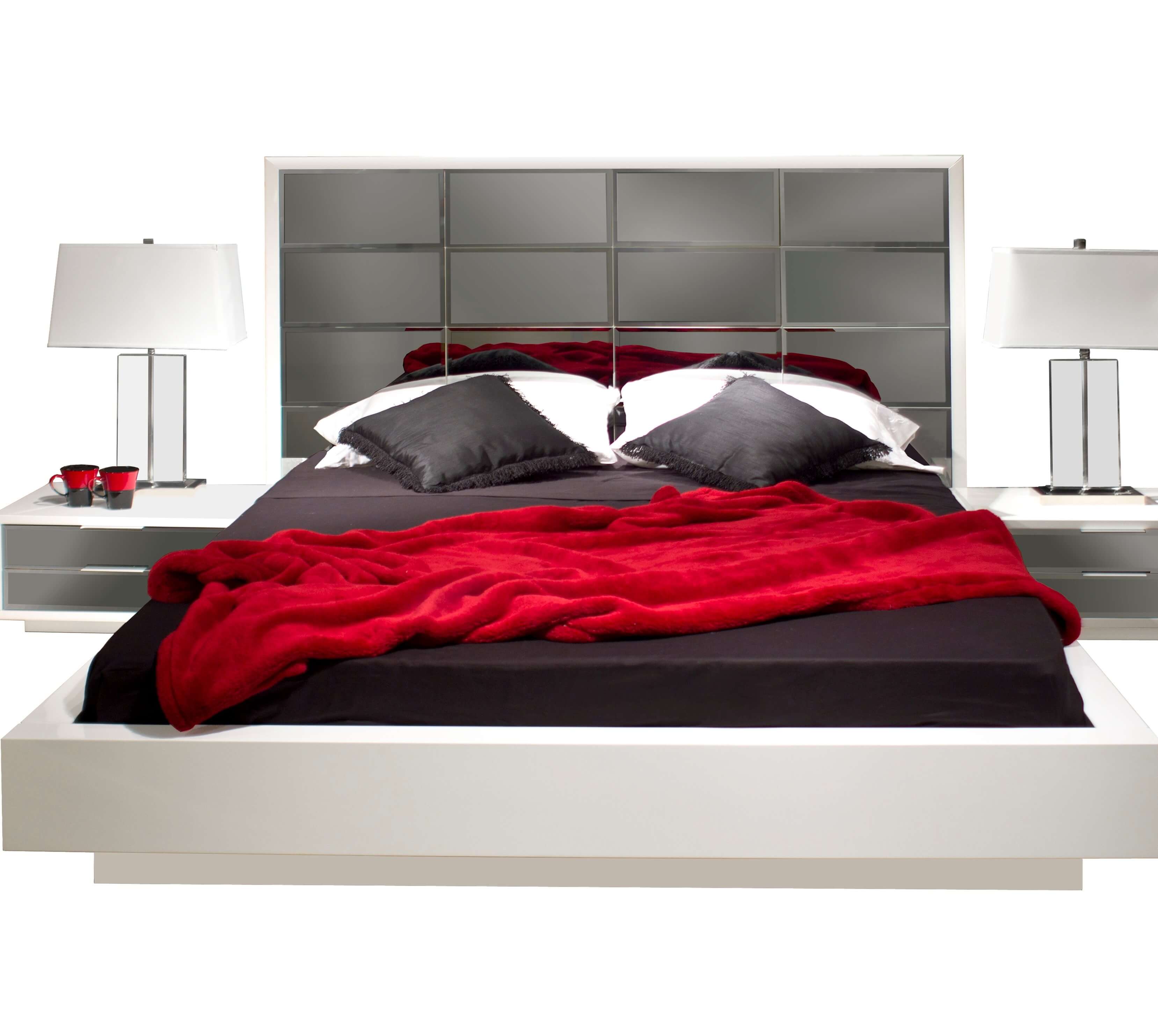 Sharelle Furnishings Mera Lacquer Platform Queen Size Bed, White