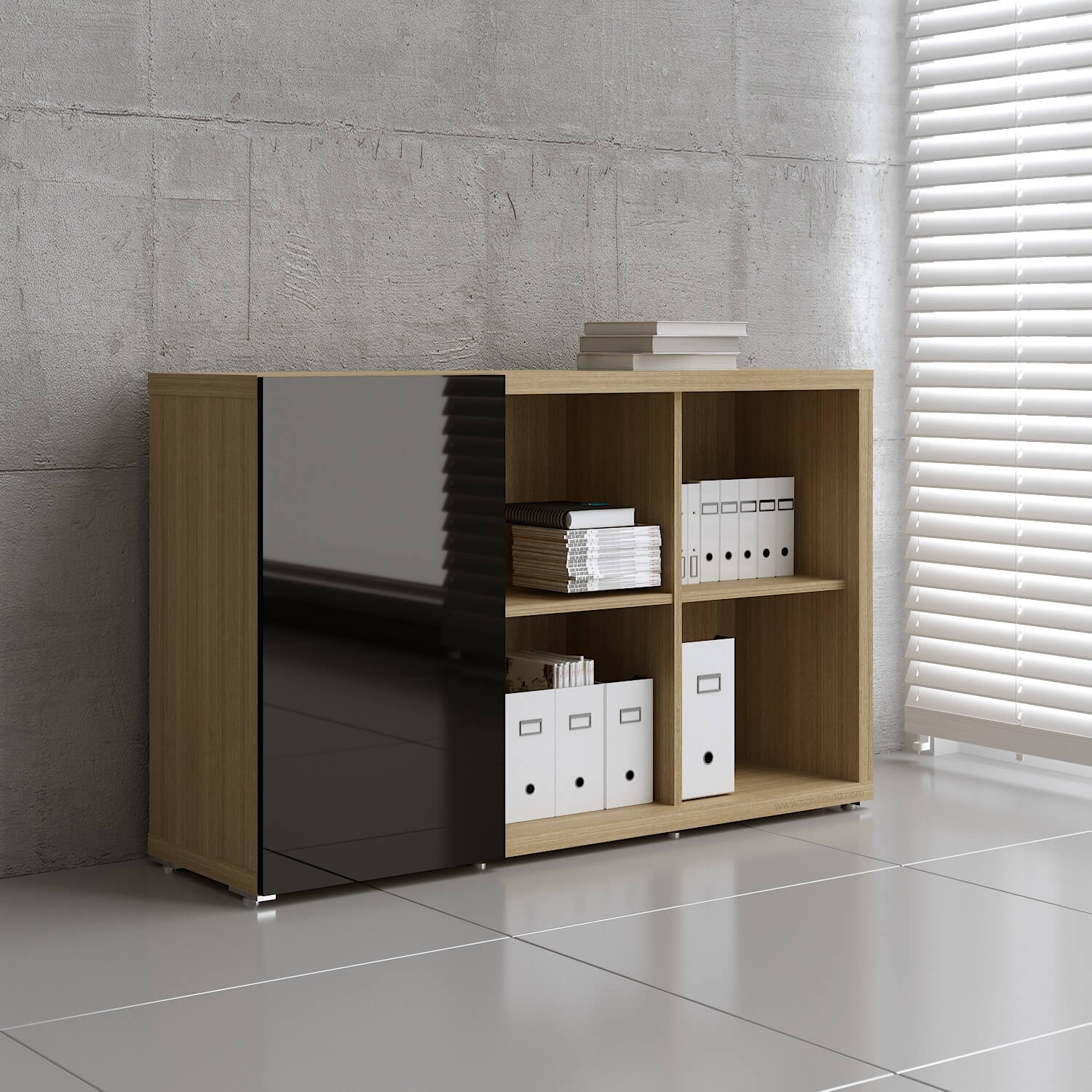 Mito Office Managerial Cabinet w/Sliding Gloss Finish Door by MDD ...