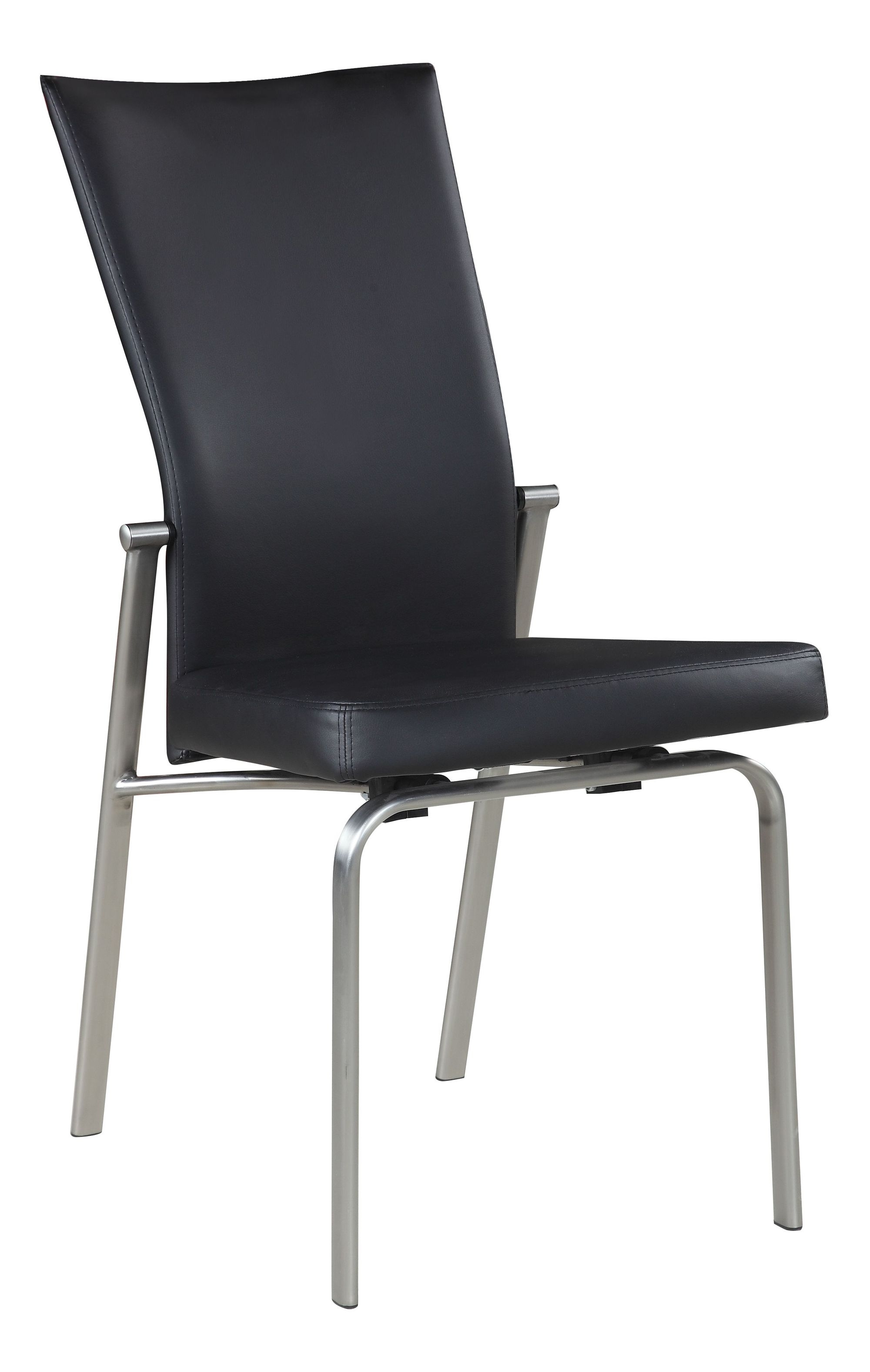Molly Motion Back PU Side Chair, Black/Brushed Stainless Steel by ...