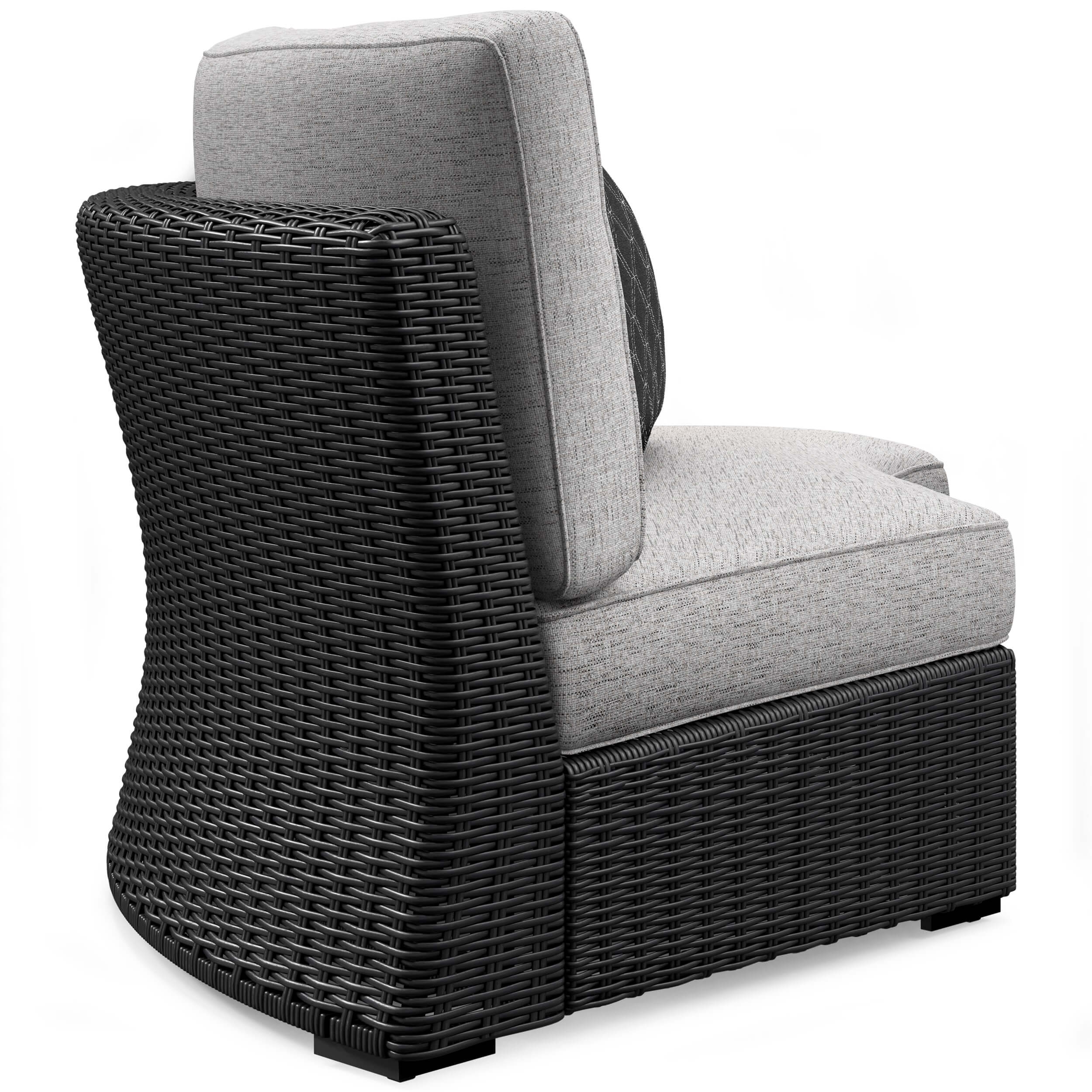 Ashley Beachcroft Outdoor Fabric/Faux Rattan Corner Chair, Black/Gray