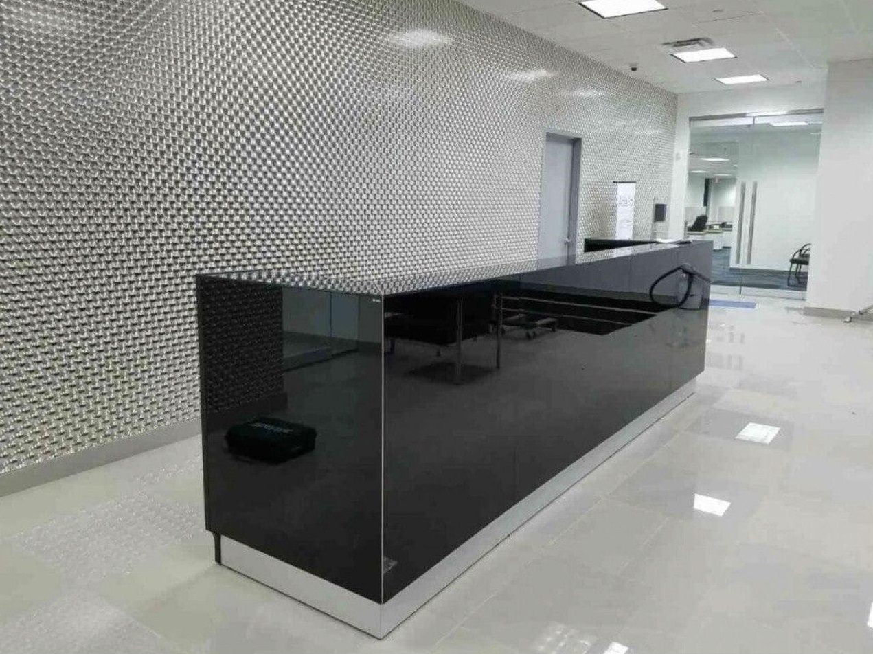 LINEA Straight Glass Reception Desk w/LED Light by MDD Office Furniture ...