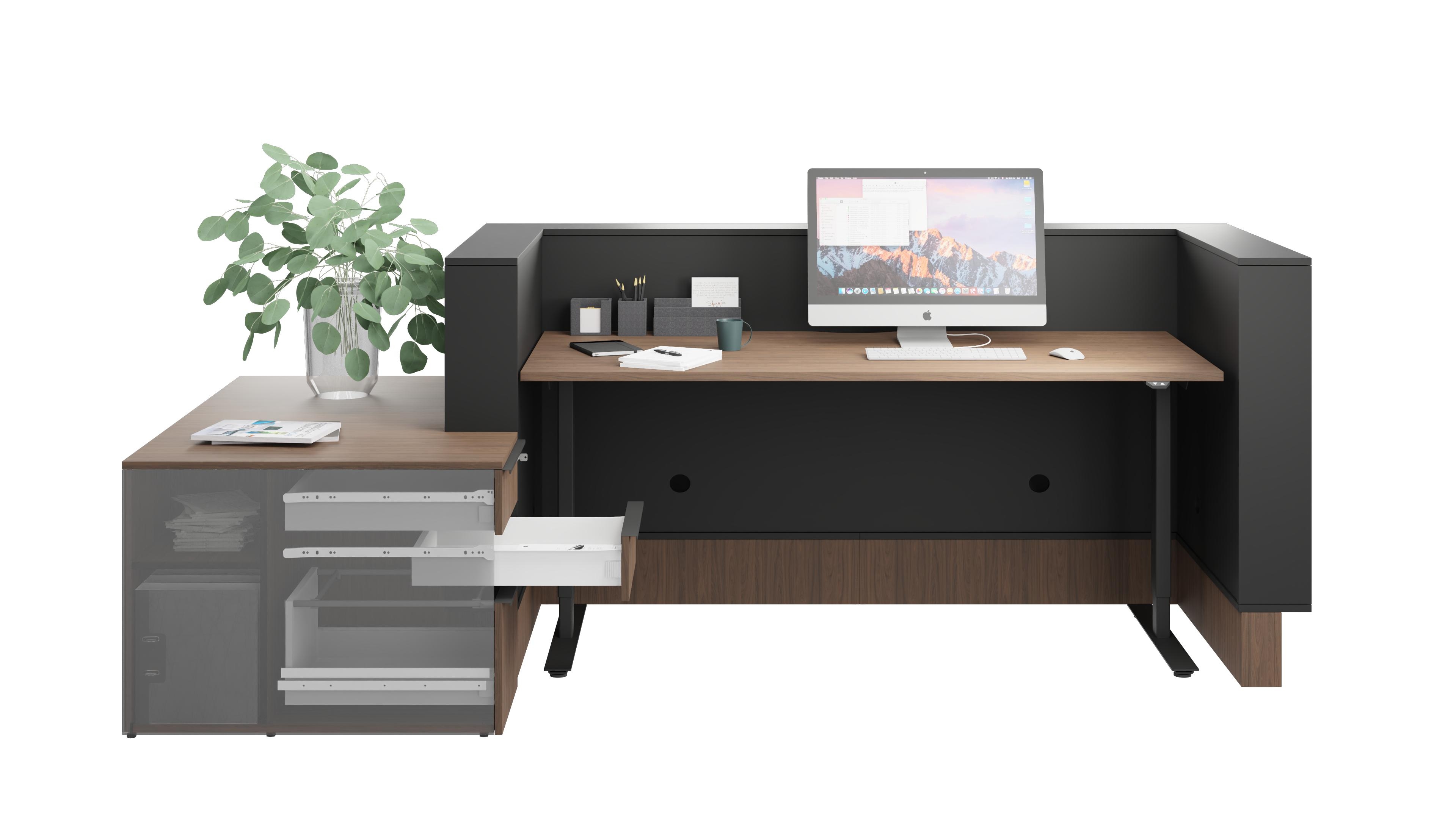 NARBUTAS Reception Unit w/Side Storage Cabinet (w/out desk)