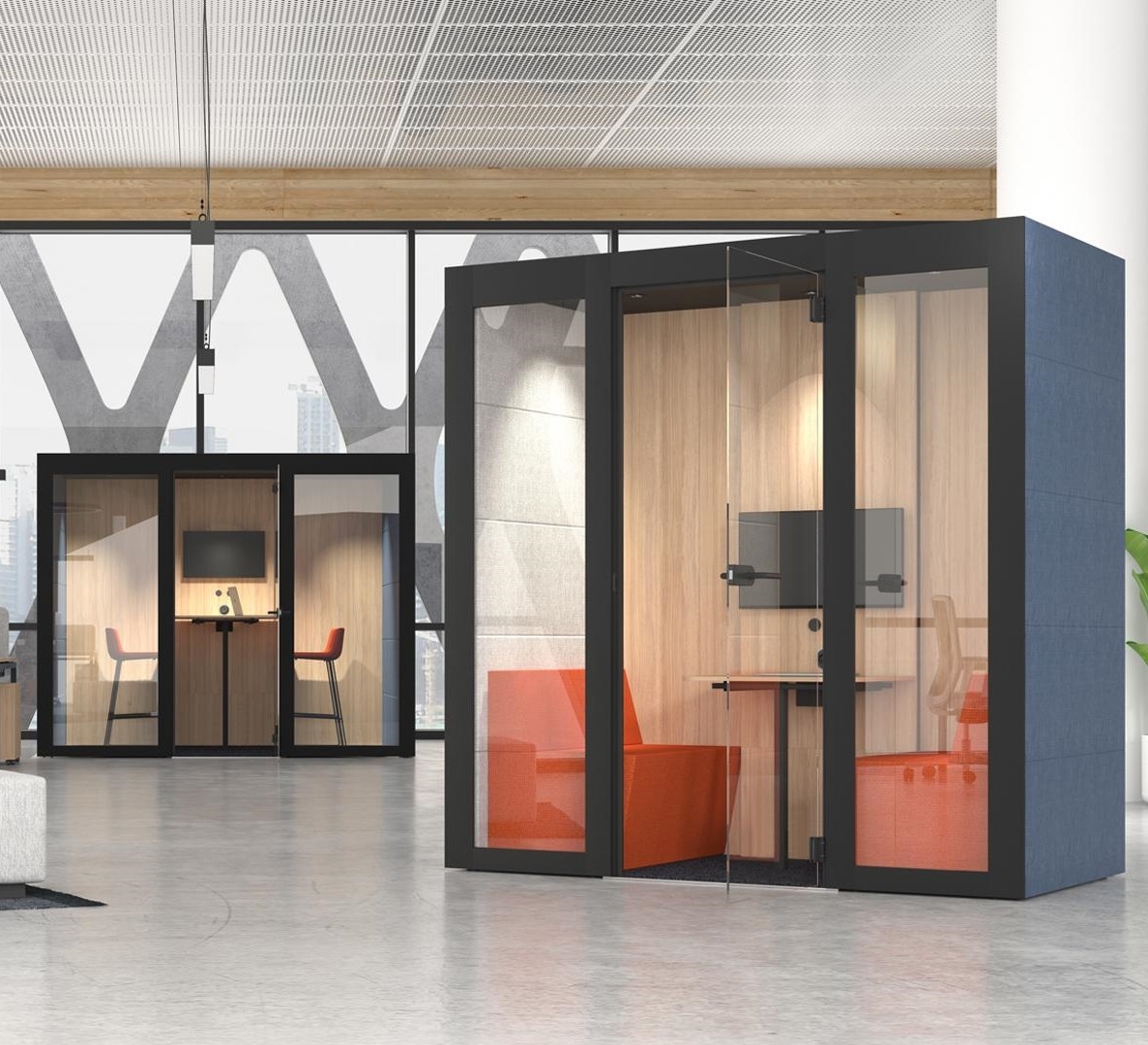 NARBUTAS Silent Room M Medium Meeting Pod for 2 People w/Fabric Walls