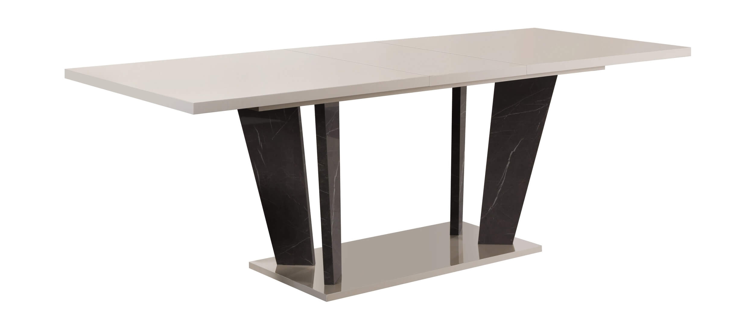 J&M Sonia Veneer/Leatherette Dining Set, Pearl Gloss/Brown & Cream